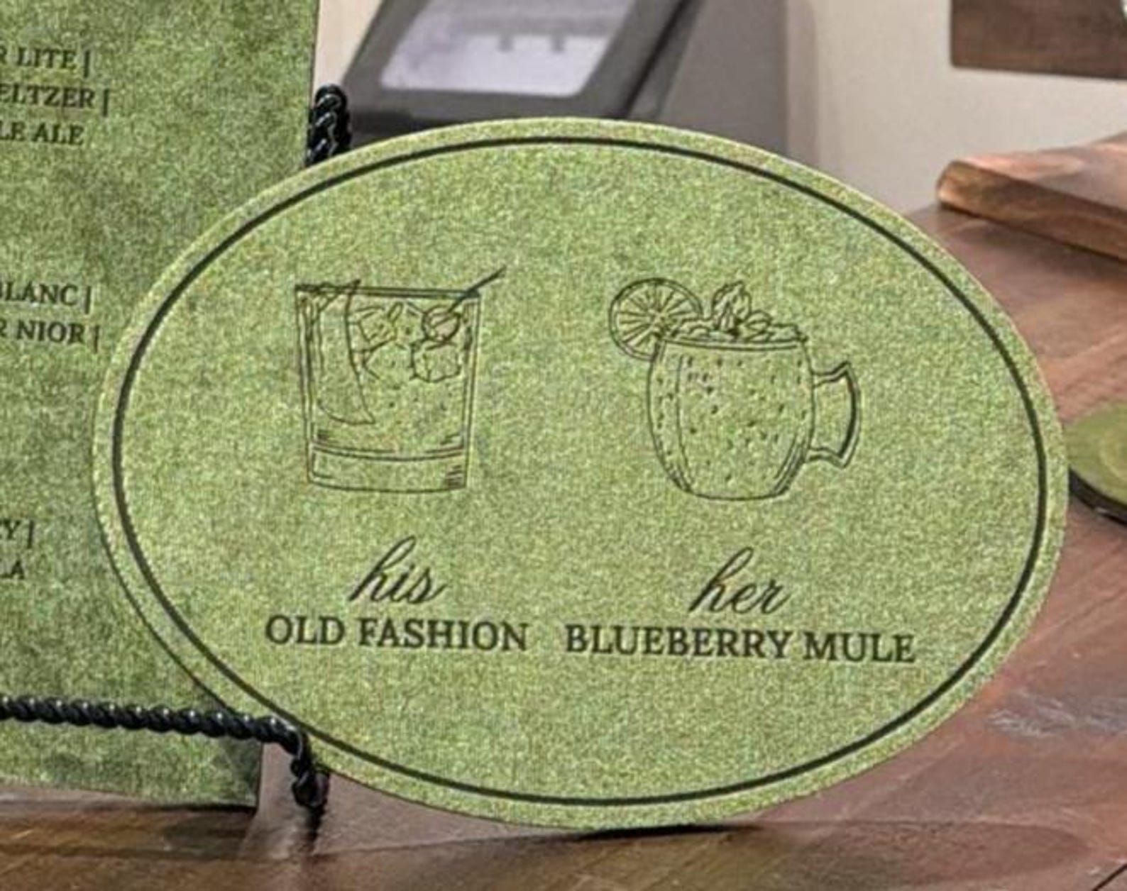 Luxury Velvet Bar Menu | Oval Signs | Reception & Event Decor - Etsy