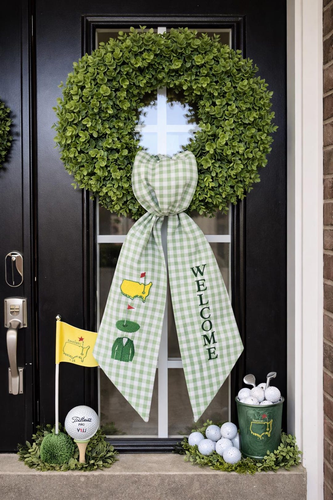 Monogrammed Green Plaid Masters Wreath Sash - Etsy