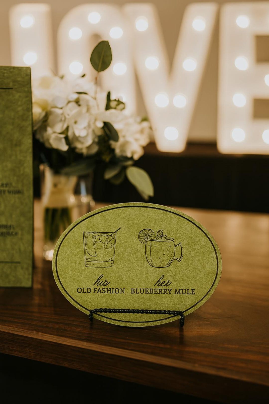 Luxury Velvet Bar Menu | Oval Signs | Reception & Event Decor - Etsy