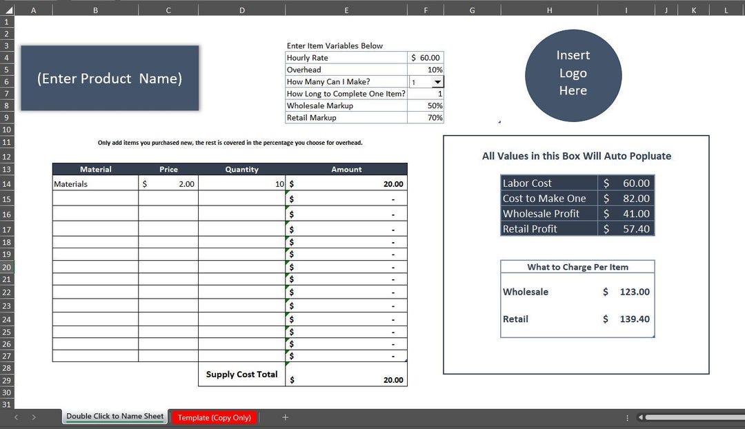 Profit Calculating Worksheet - Etsy