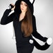 Black Nerd Cat Tail Hoodie Paws Ears Kitty Geek Black Kawaii White ...