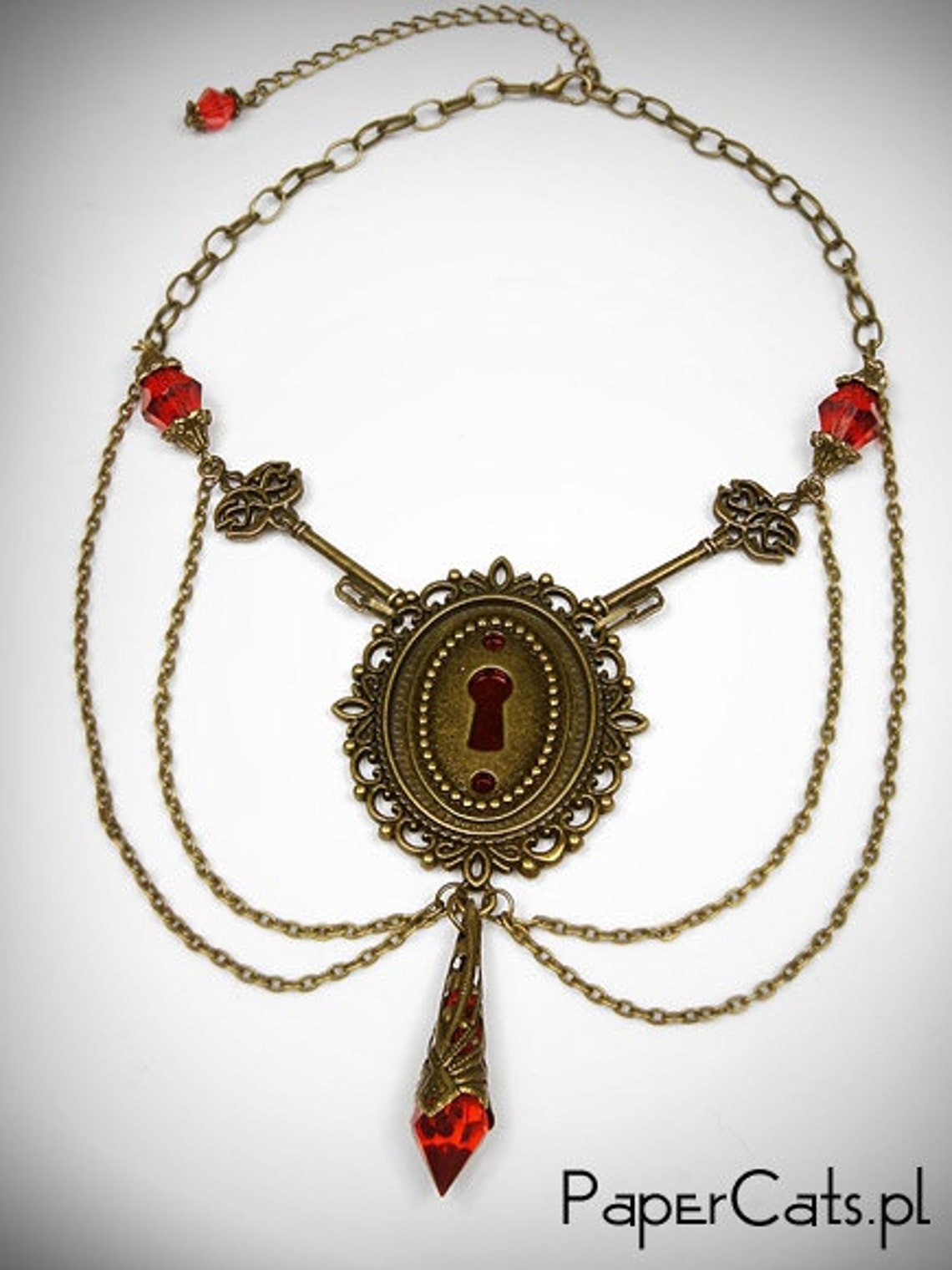 Necklace Steampunk Keyhole Bronze Keys Waterdrop Ornament - Etsy