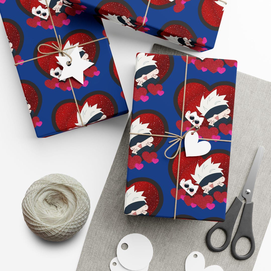 Jjk Valentines Day Anime Gift Wrap Roll, Galentines Hearts Roll, Anime ...