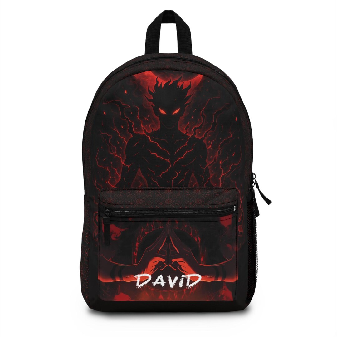 Neon Curse King Anime Backpack | Anime Style Black and Red Bag for JJK ...