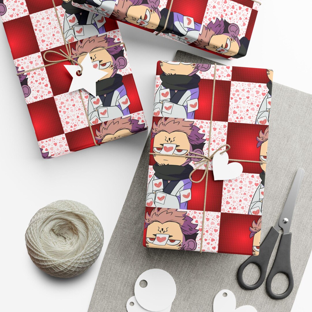 Anime Inspired Cursed King Valentine Wrapping Paper Jjk Chibi Villain ...