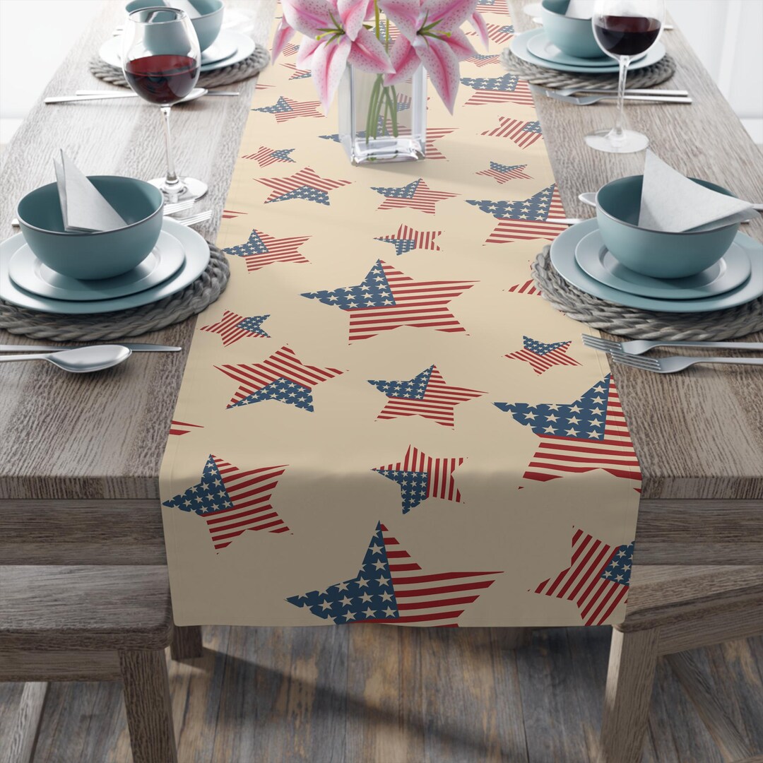 4th of July Table Runner, 4th of July Red and Blue Star Runner, 4th of ...