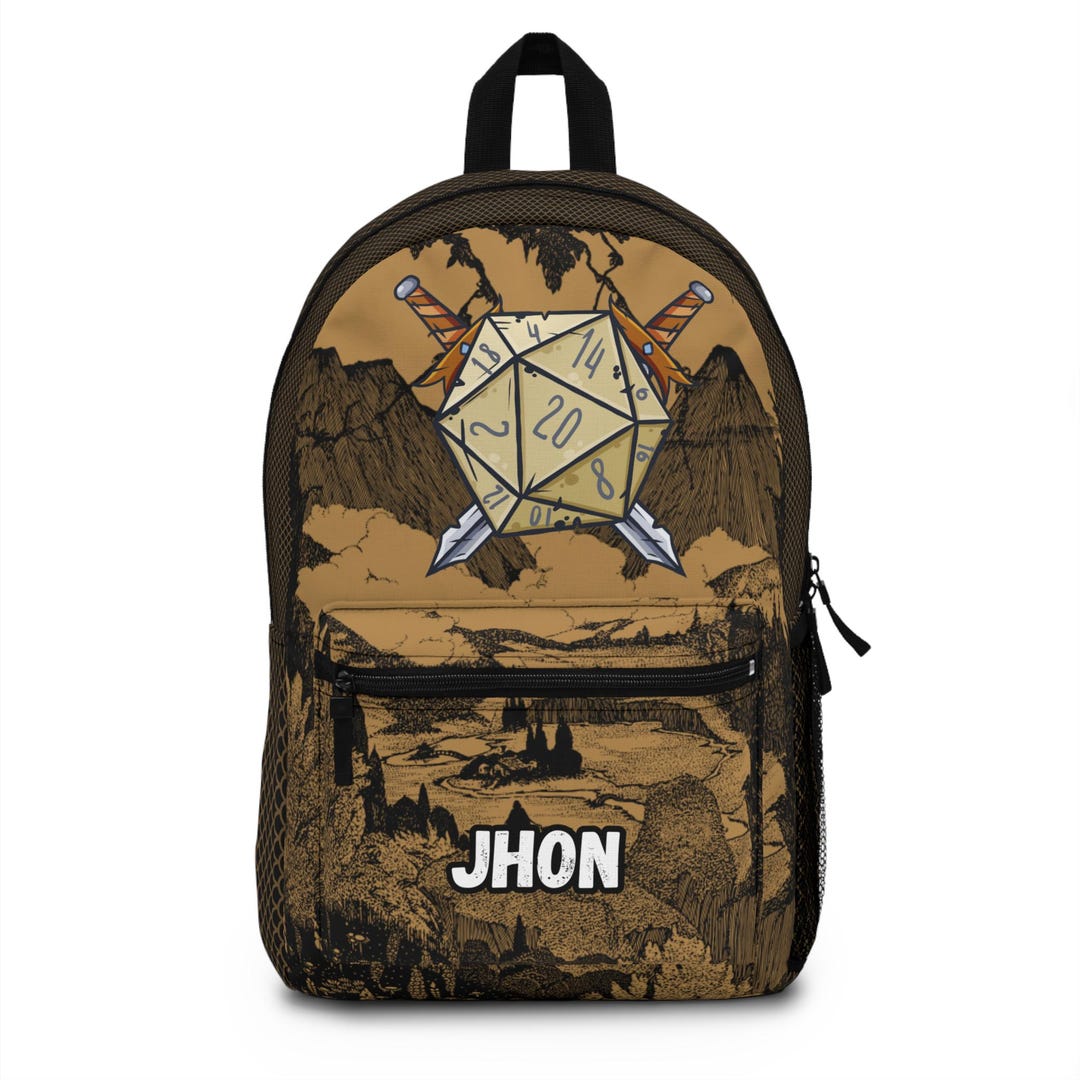DND Backpack for Gamers | Fantasy Dice Pattern Bag for Tabletop RPG ...