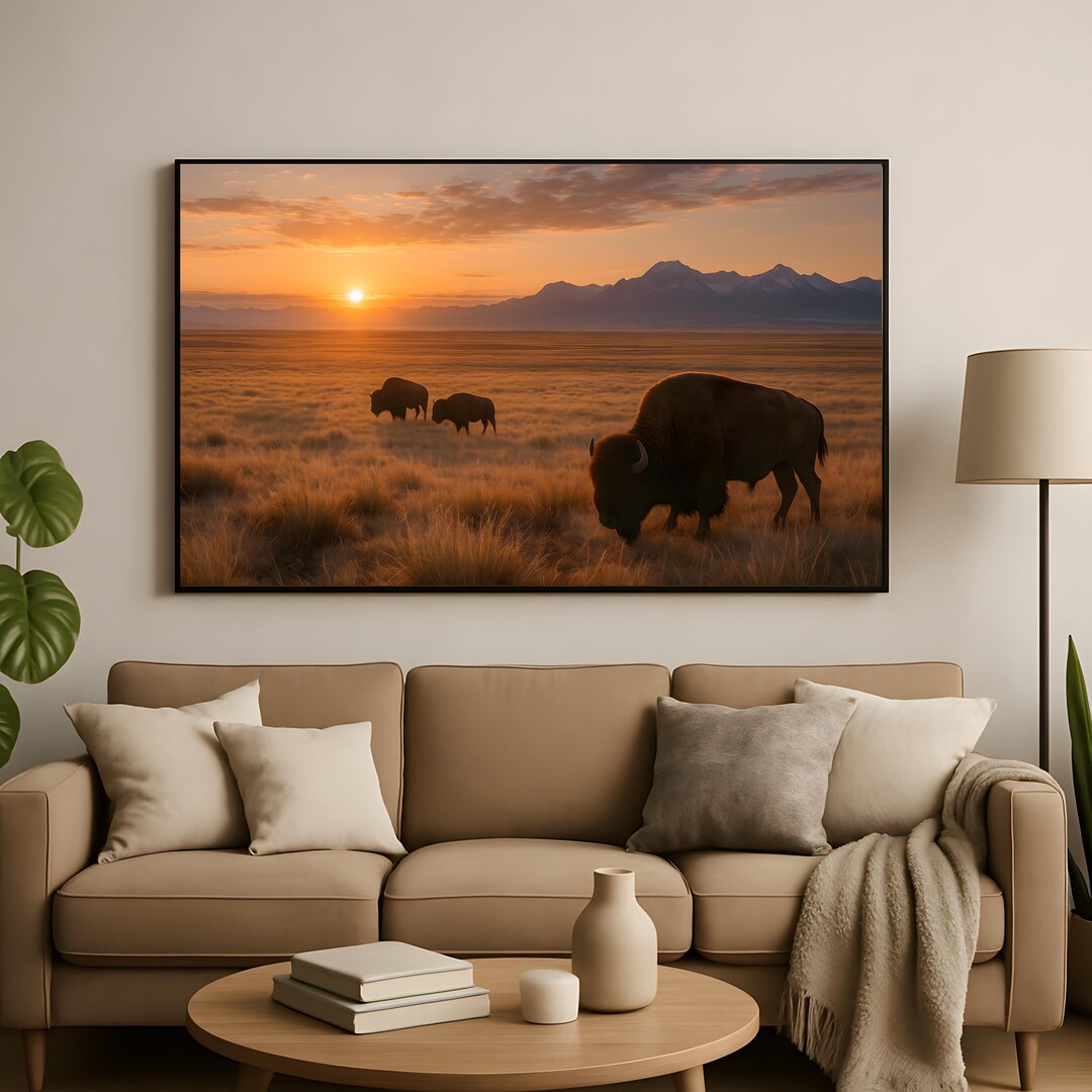 Bison Horizontal Poster, Great Plains Wall Art, Bison Nature Print ...