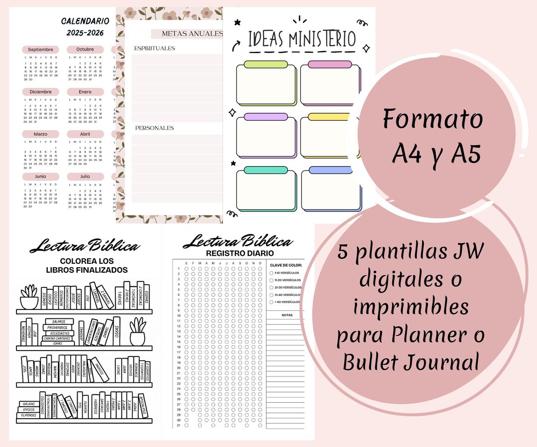 Digital or Printable JW Templates in A4 and A5 | Planner, Agenda, or ...
