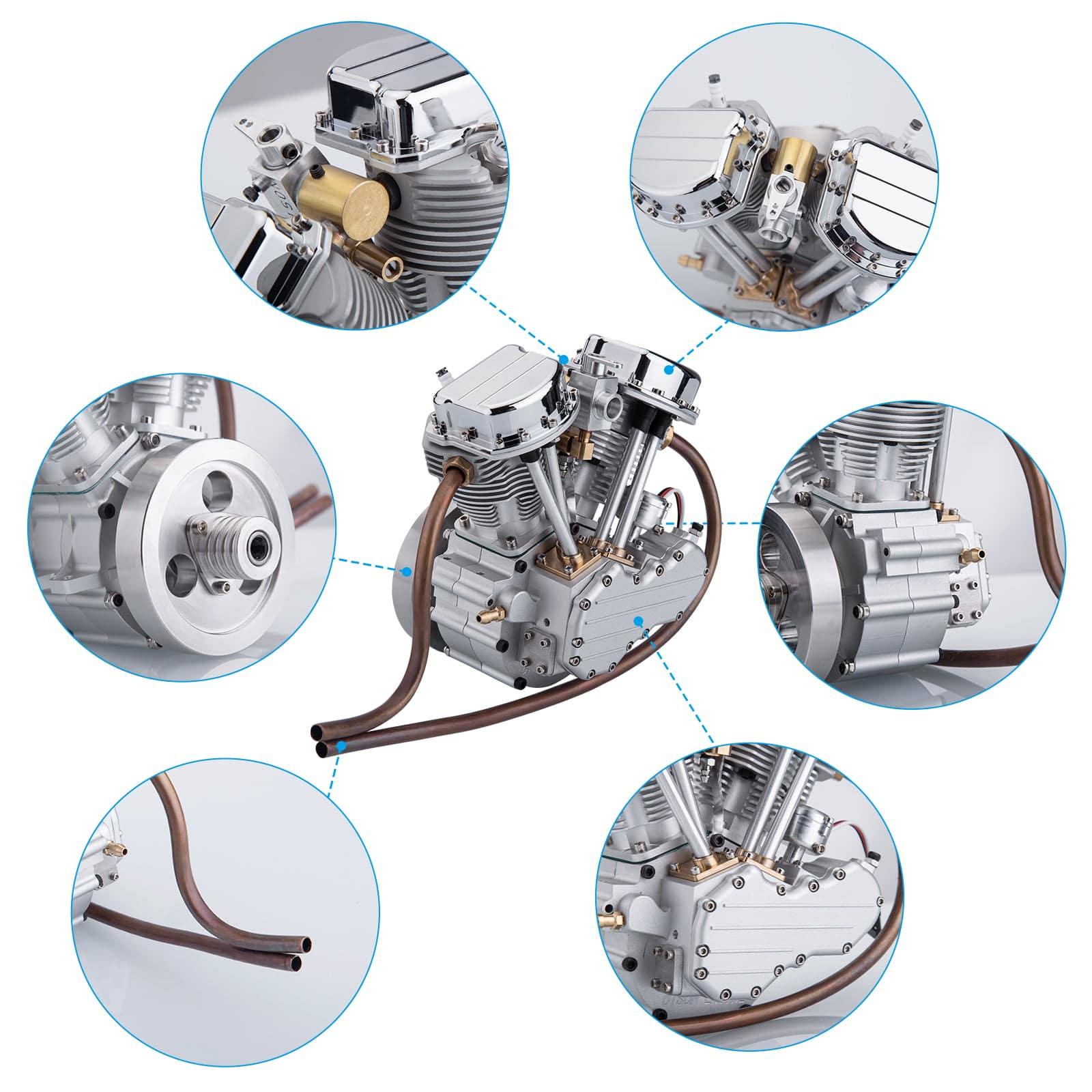 18cc V-twin V2 Engine Four-stroke Air-cooled Motorcycle RC Gasoline ...