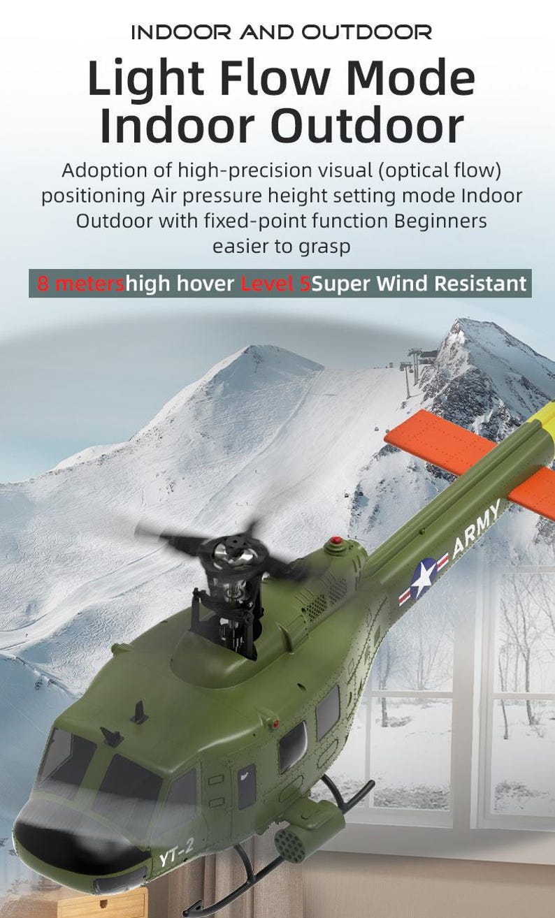 RC Huey Helicopter Military Flybarless Model Easy to Fly - Etsy