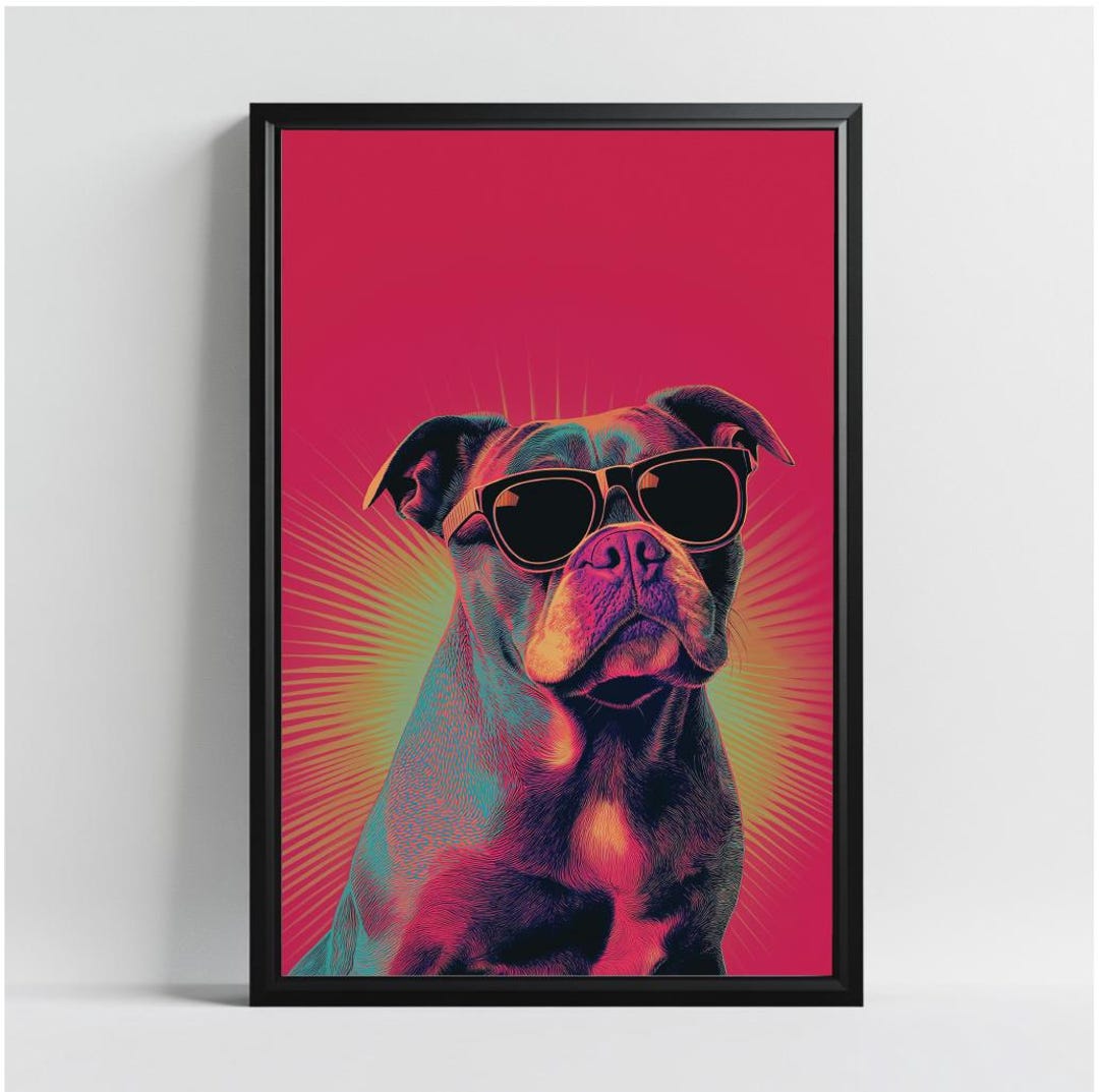 Bulldog in Technicolor –vibrant Digital Bulldog Art Print, Colorful Dog ...