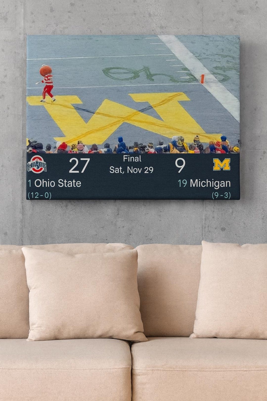 Brutus Buckeye Canvas Wall Art – OSU Vs Michigan, Handmade Sports Decor ...