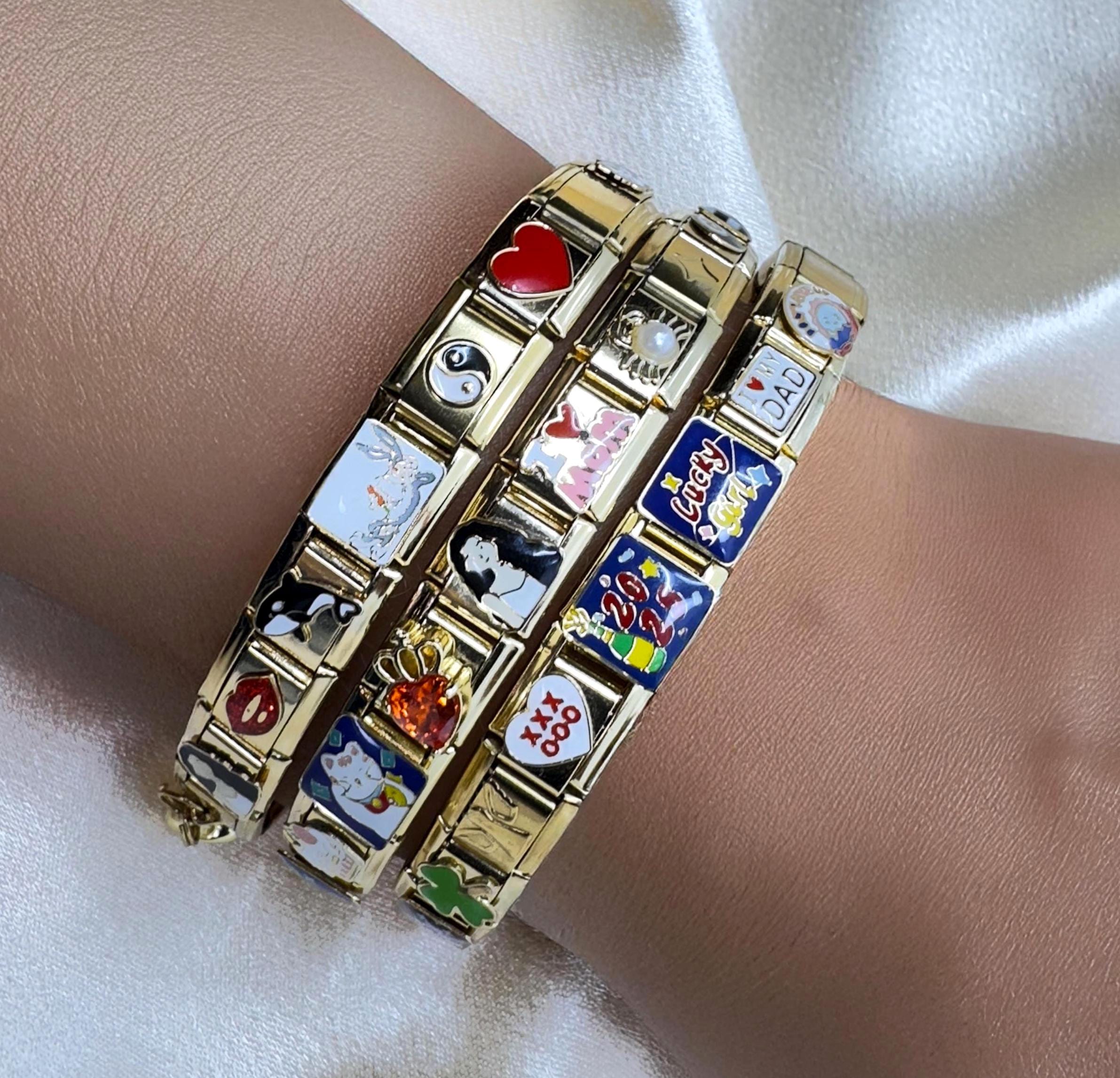 Personalized Italian Bracelet, Custom Gold Italy Charms, Gold Italian ...