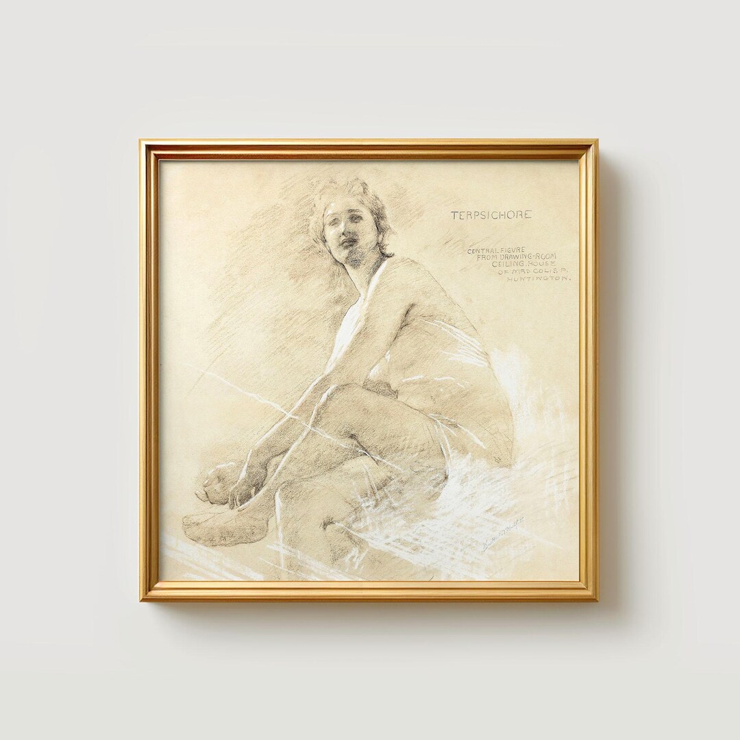 Terpsichore – Edwin Austin Abbey Art Print, Classical Figure Drawing ...