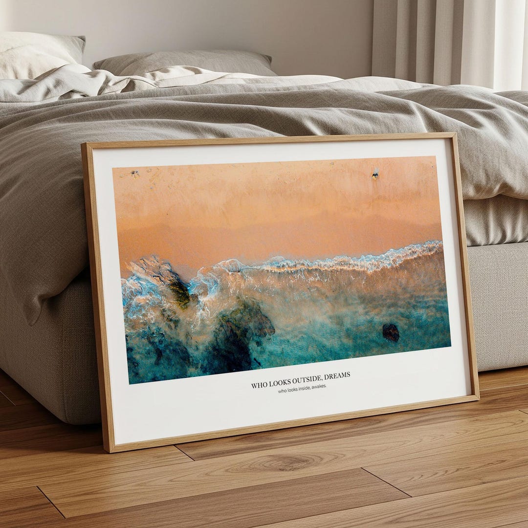 Who Looks Outside, Dreams – Carl Jung Quote Print, Aerial Beach ...