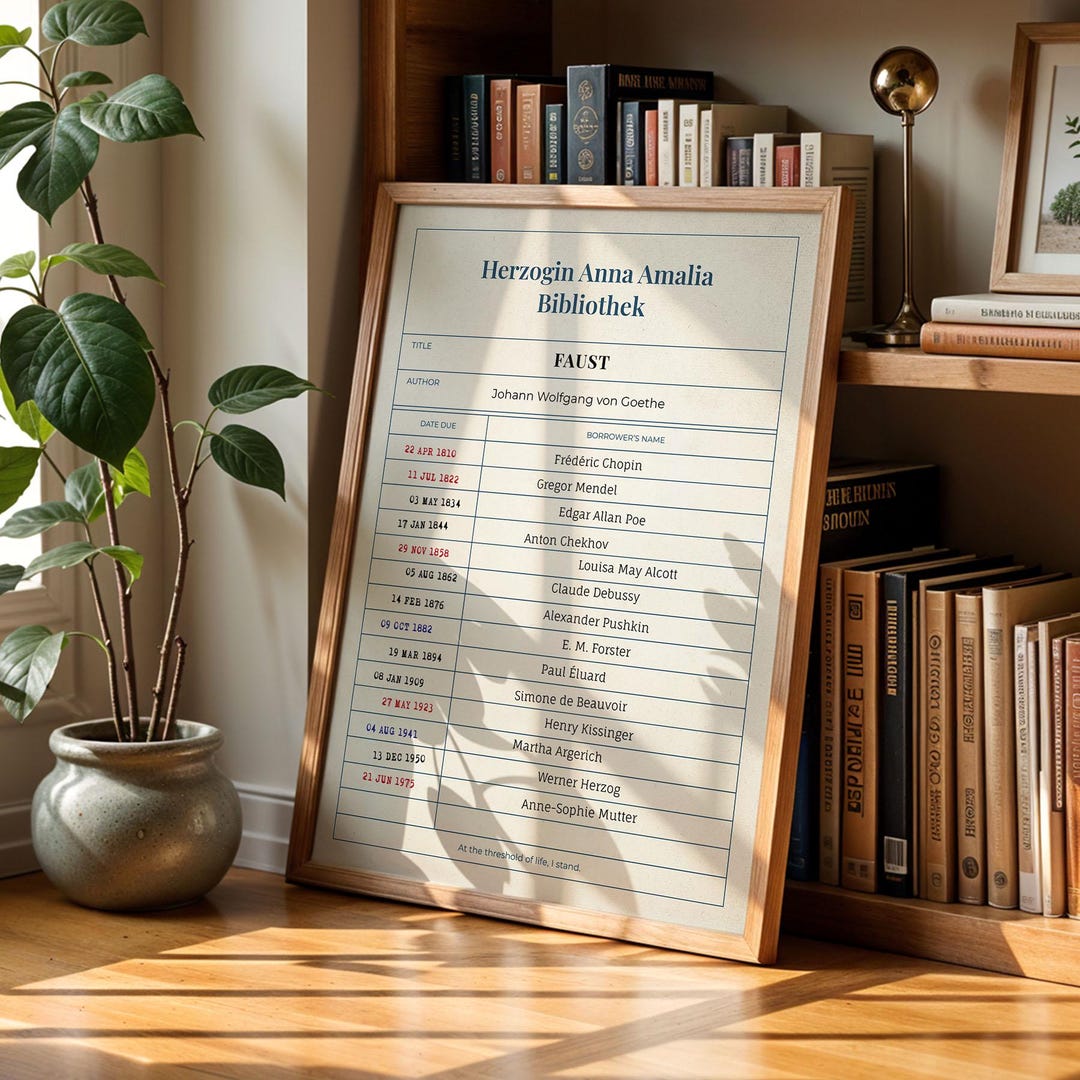 Faust – Library Card Poster, Goethe Vintage Book Art Print, Faust Wall ...