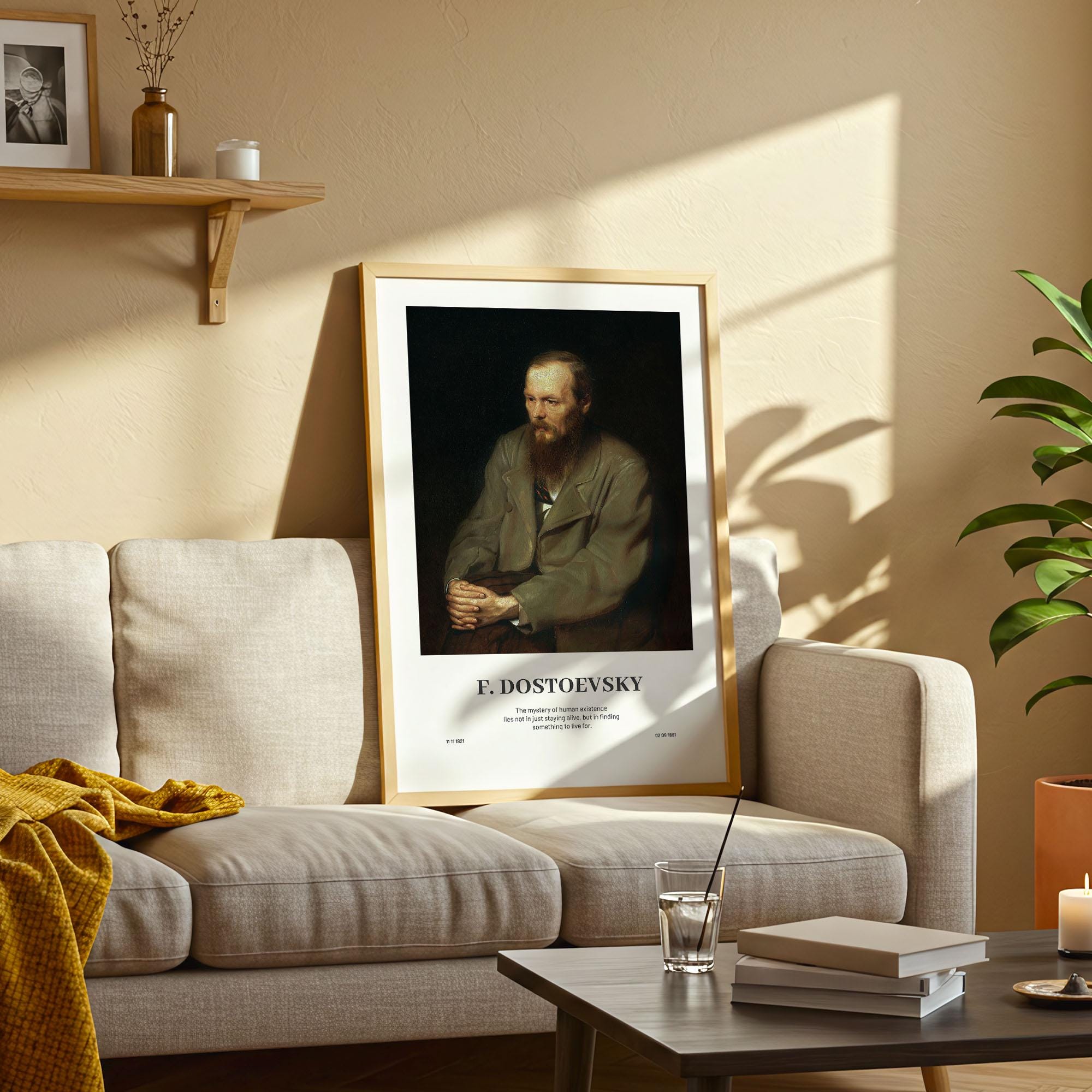 Fyodor Dostoevsky Portrait - Literary Wall Art, Dostoevsky Quote ...