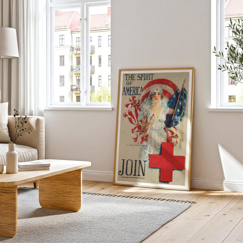 The Spirit of America Poster – WWI Red Cross Poster, Vintage Patriotic ...