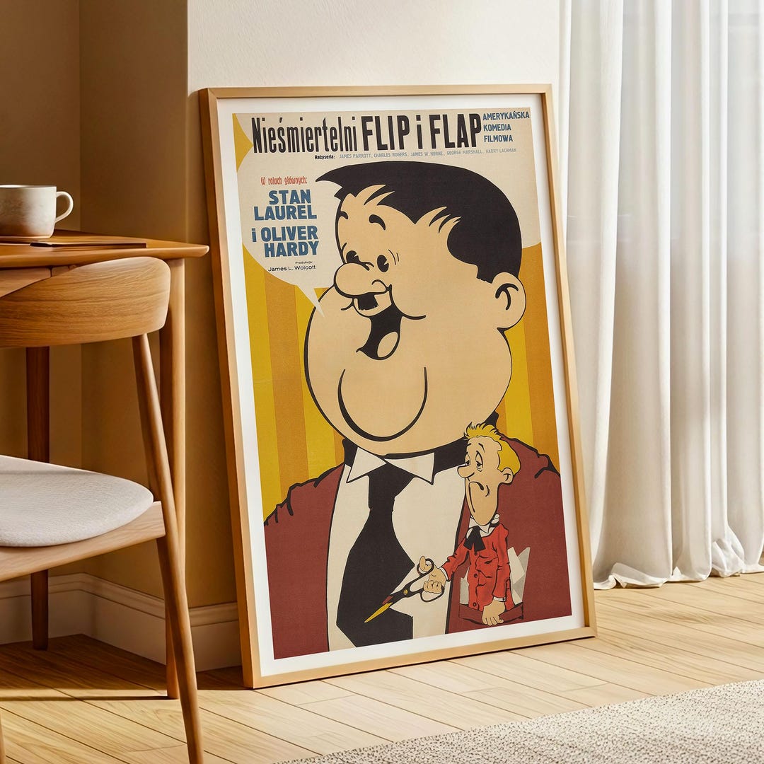 Laurel and Hardy Poster – Flip I Flap Polish Poster, Vintage Comedy Duo ...