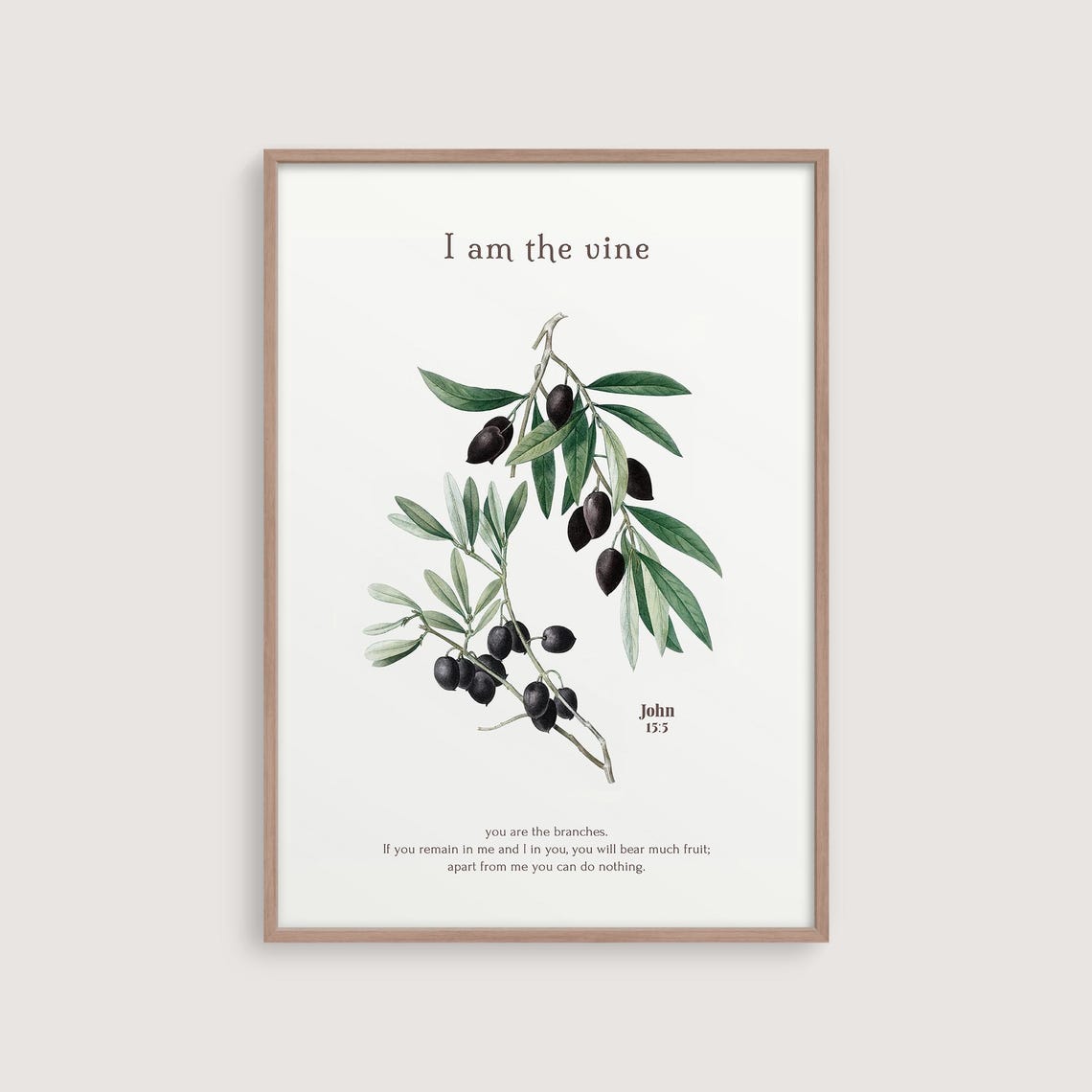 I Am the Vine - Bible Verse Print, Scripture Wall Art, Modern Christian ...