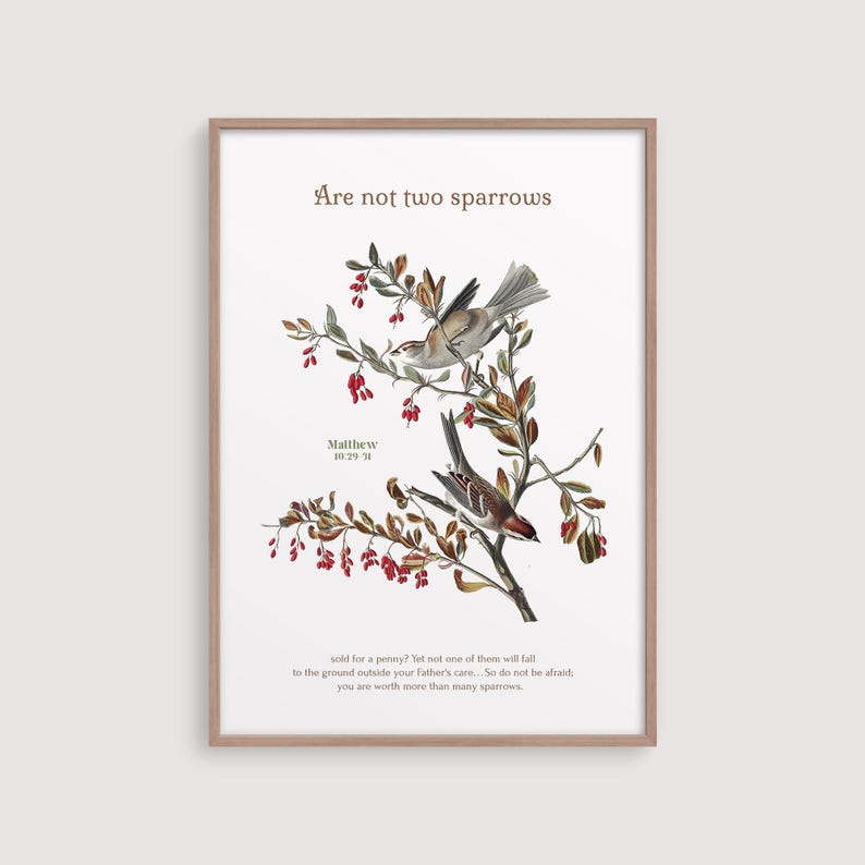 Bible Verse Print Set – "are Not Two Sparrows" + "look at the Birds ...