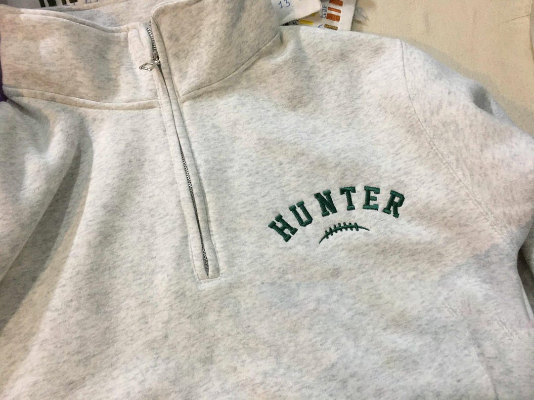 Embroidered Hunter Football Quarter-zip Sweatshirt: Personalized Cozy ...