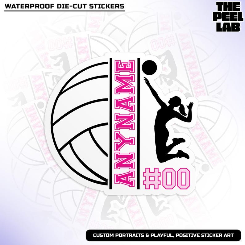 Custom Volleyball Sports Sticker, Personalized Volleyball School Team ...