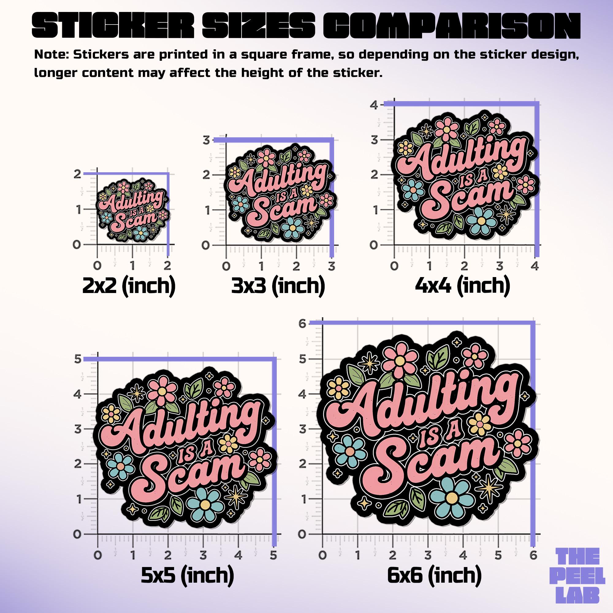 Adulting is A Scam Sticker, Floral Funny Sarcastic Mental Health Humor ...