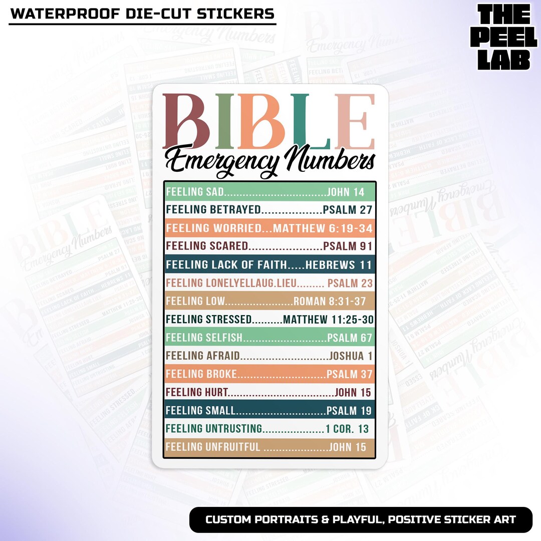 Bible Emergency Numbers Sticker, Jesus Bible Verse Christian Faith ...