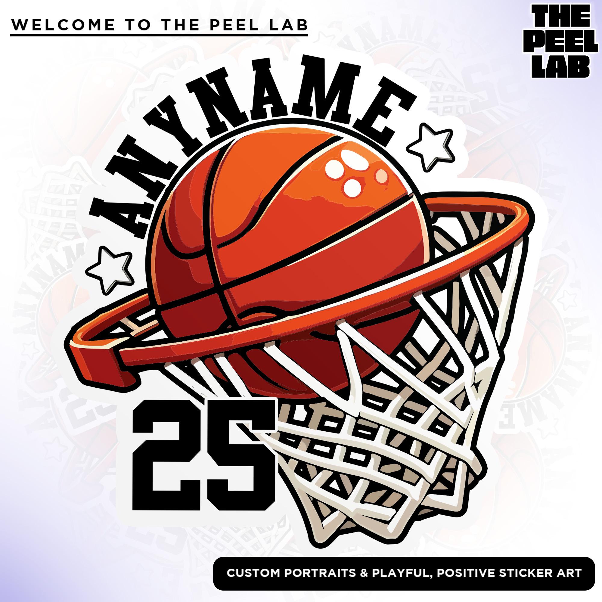 Custom Basketball Sticker, Personalized Basketball Sport Name Number ...