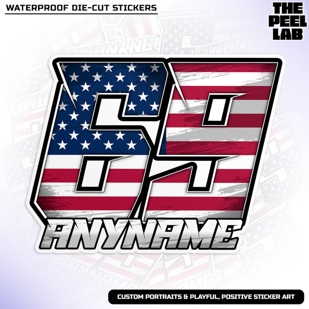 Custom Race Number Sticker, Personalized Name and Country Flag Racing ...