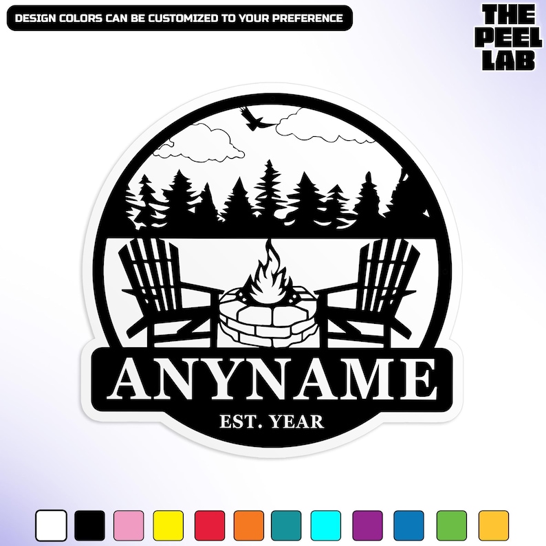 Custom Camping Name Sticker Personalized Family Campsite Campfire ...