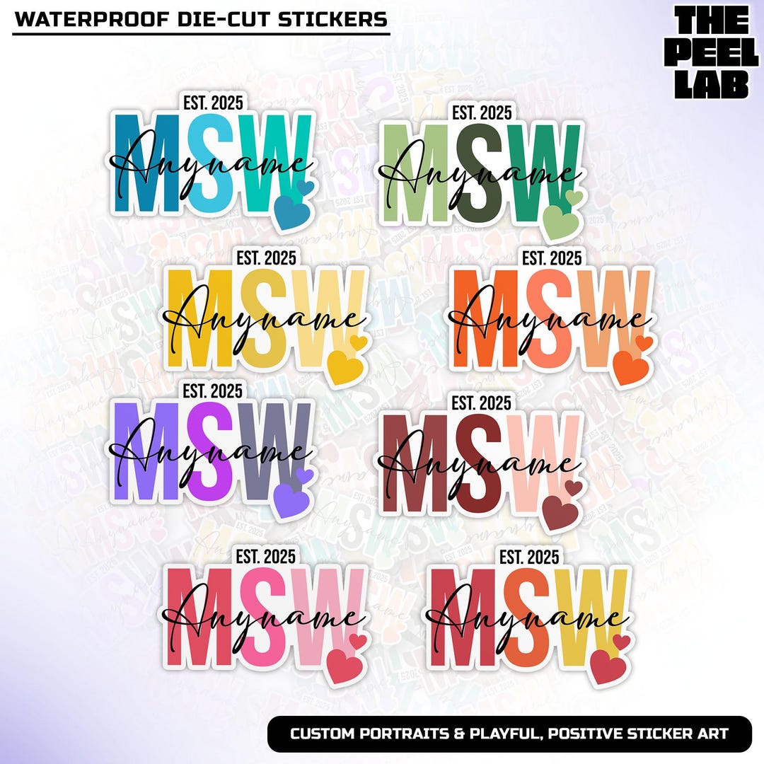 Custom Master of Social Work Sticker, Personalized Social Work ...