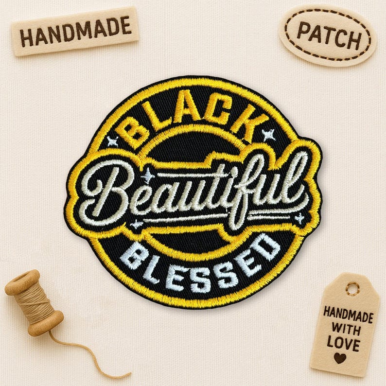 Black and Beautiful Blessed Patch, Christian Feminist Motivational ...
