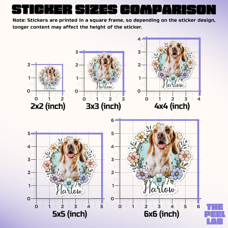 Custom Pet Photo Sticker, Personalized Dog Cat Portrait With Name Decal ...