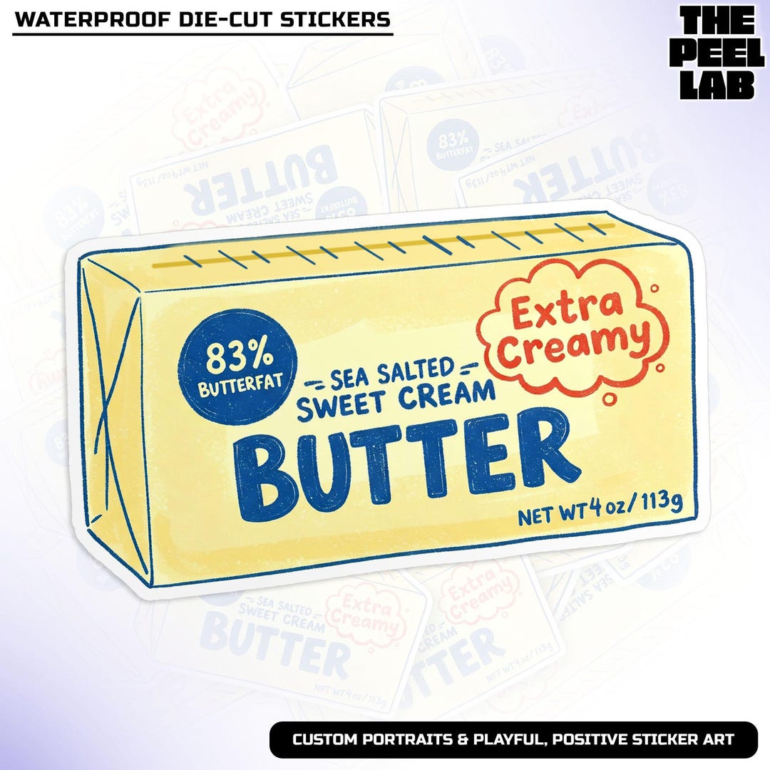 Butter Cute Baking Sticker, Kitchen Cooking Bakery Lover Waterproof Die ...