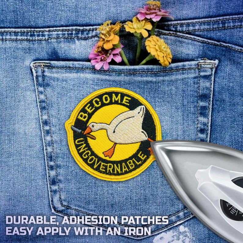 Become Ungovernable Goose With Knife Patch, Funny Goose Embroidery ...