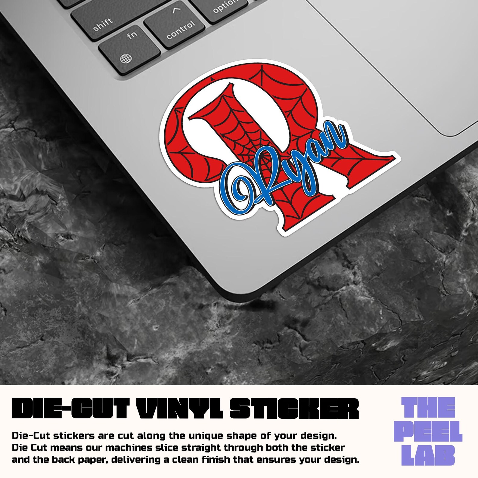 Custom Spider Hero Name Sticker, Personalized Big Letter Spider Web ...