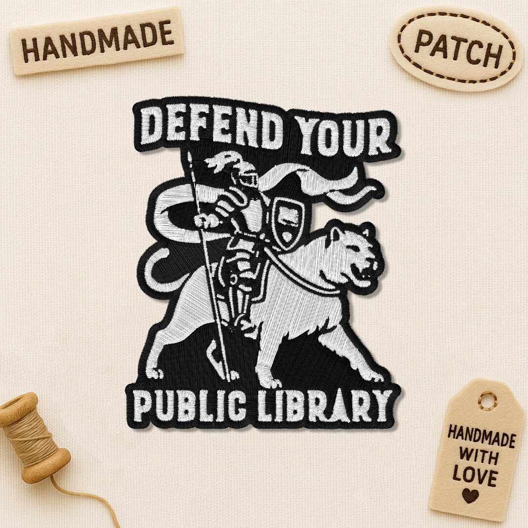 Defend Your Local Library Patch, Funny Medieval Knight Cat Fantasy ...