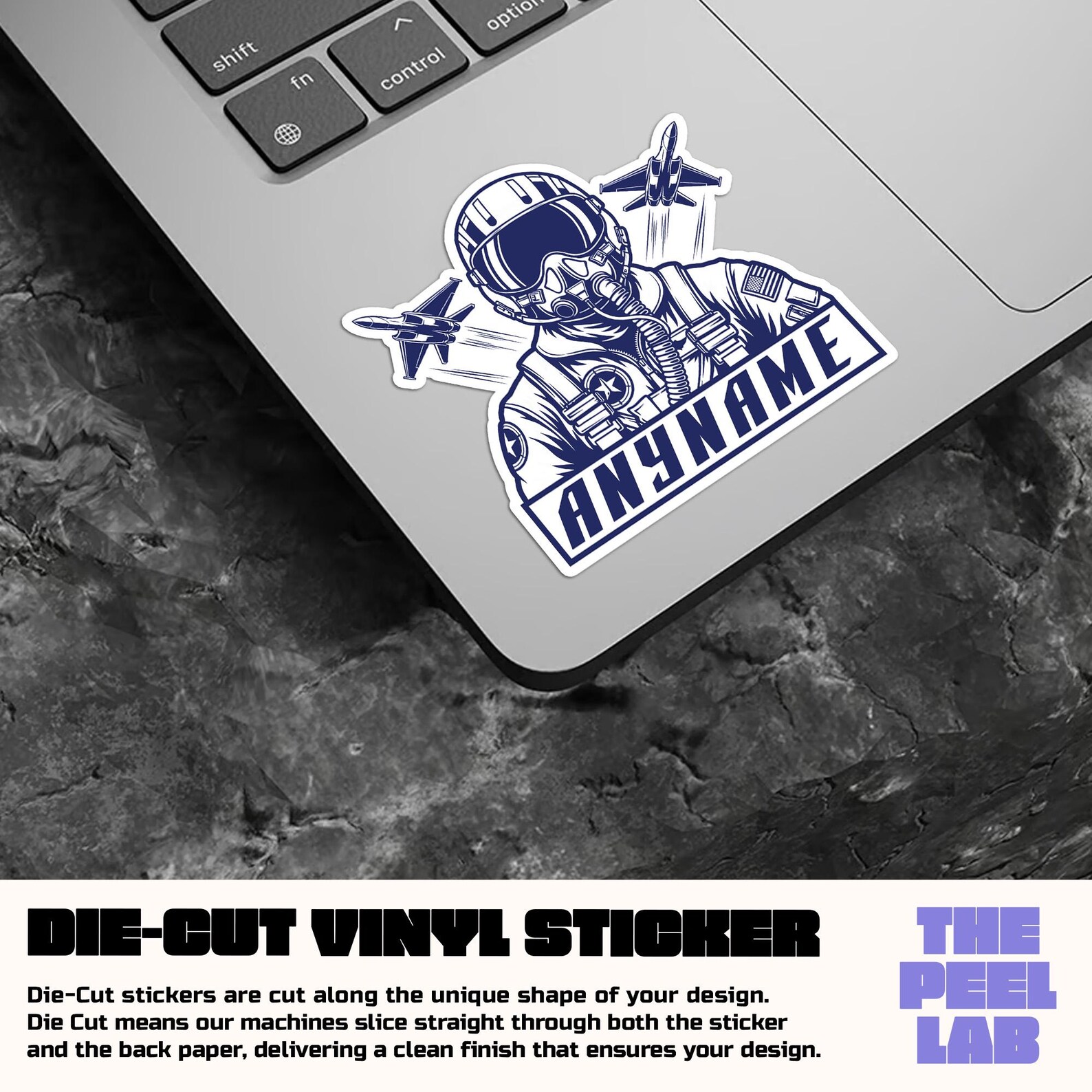 Custom Fighter Pilot Name Sticker, Personalized Jet Fighter Military ...