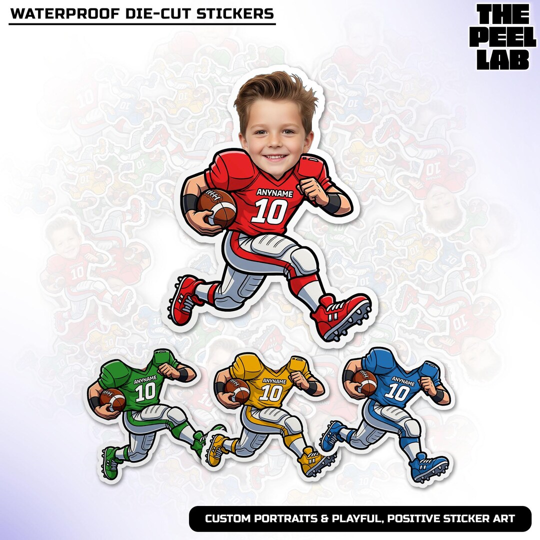 Custom Football Sports Sticker, Personalized Cute Birthday Football ...