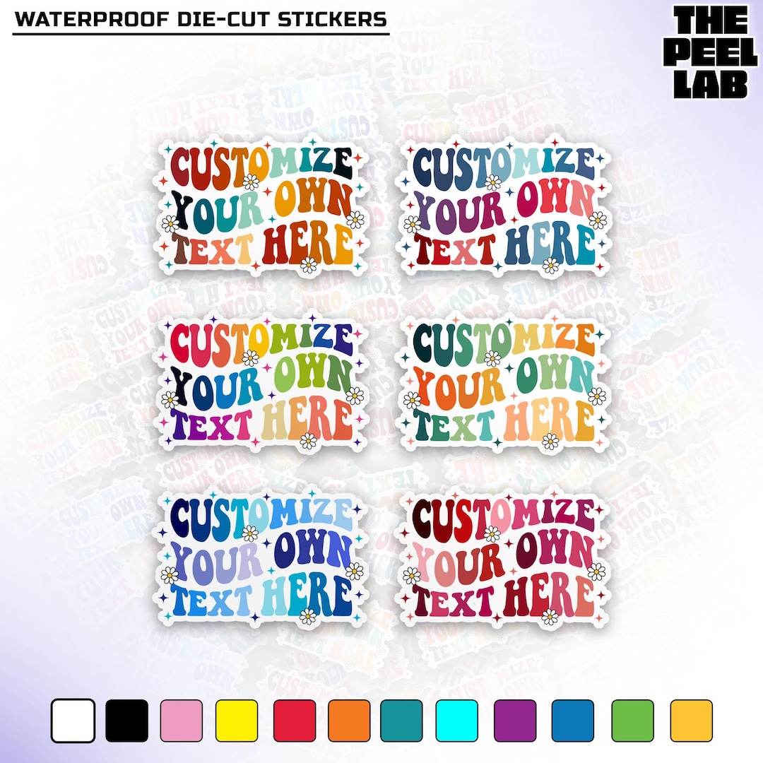 Custom Wavy Stacked Text Quotes Sticker, Personalized Retro Vintage ...