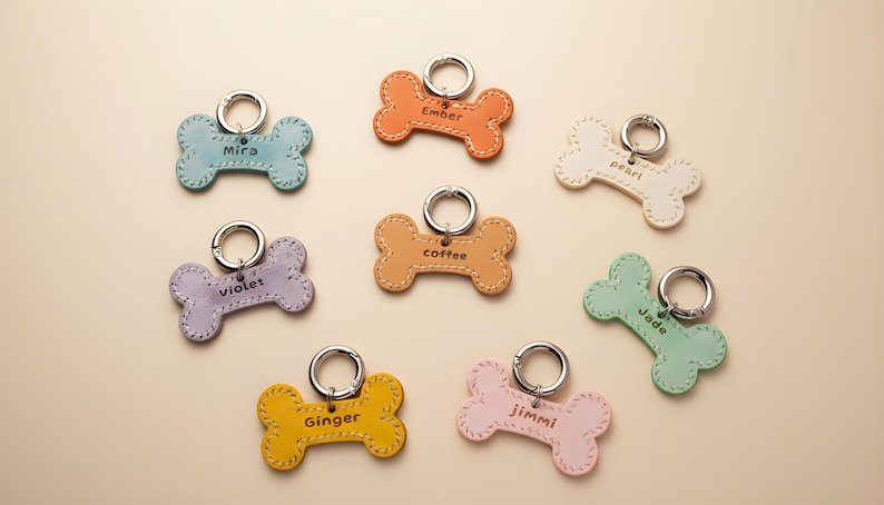 Leather Bone Dog Tag, DIY Leather Kit for Dog Mom, Personalized Silent ...