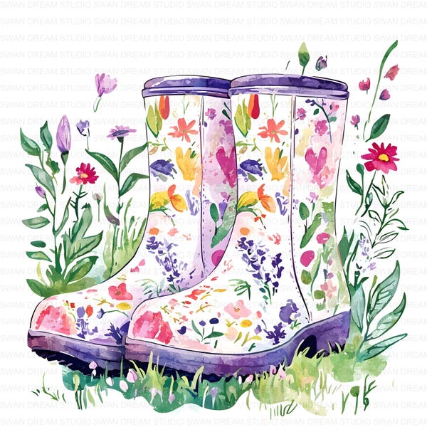 Rain Boot Flowers Art - Etsy