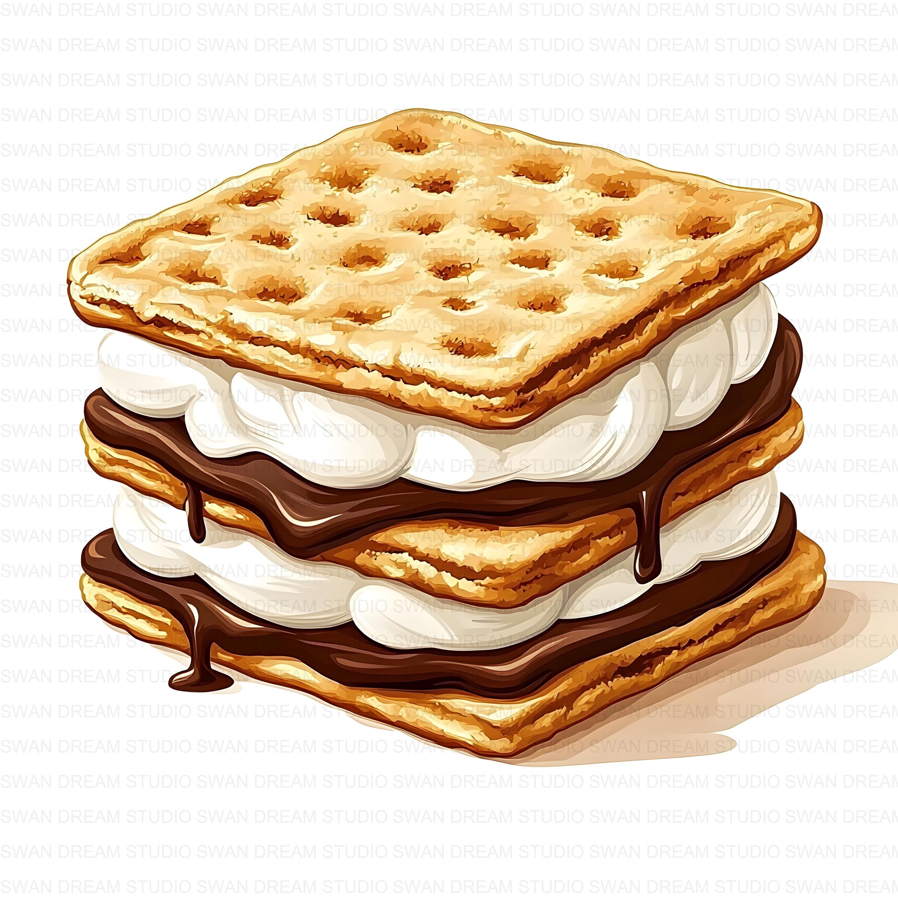 124 Choclate Smores Clipart Bundle Printable Whimsical Dessert JPG Card ...