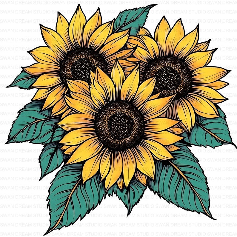 128 Beautiful Sunflower Flower Clipart Bundle Printable High Quality ...