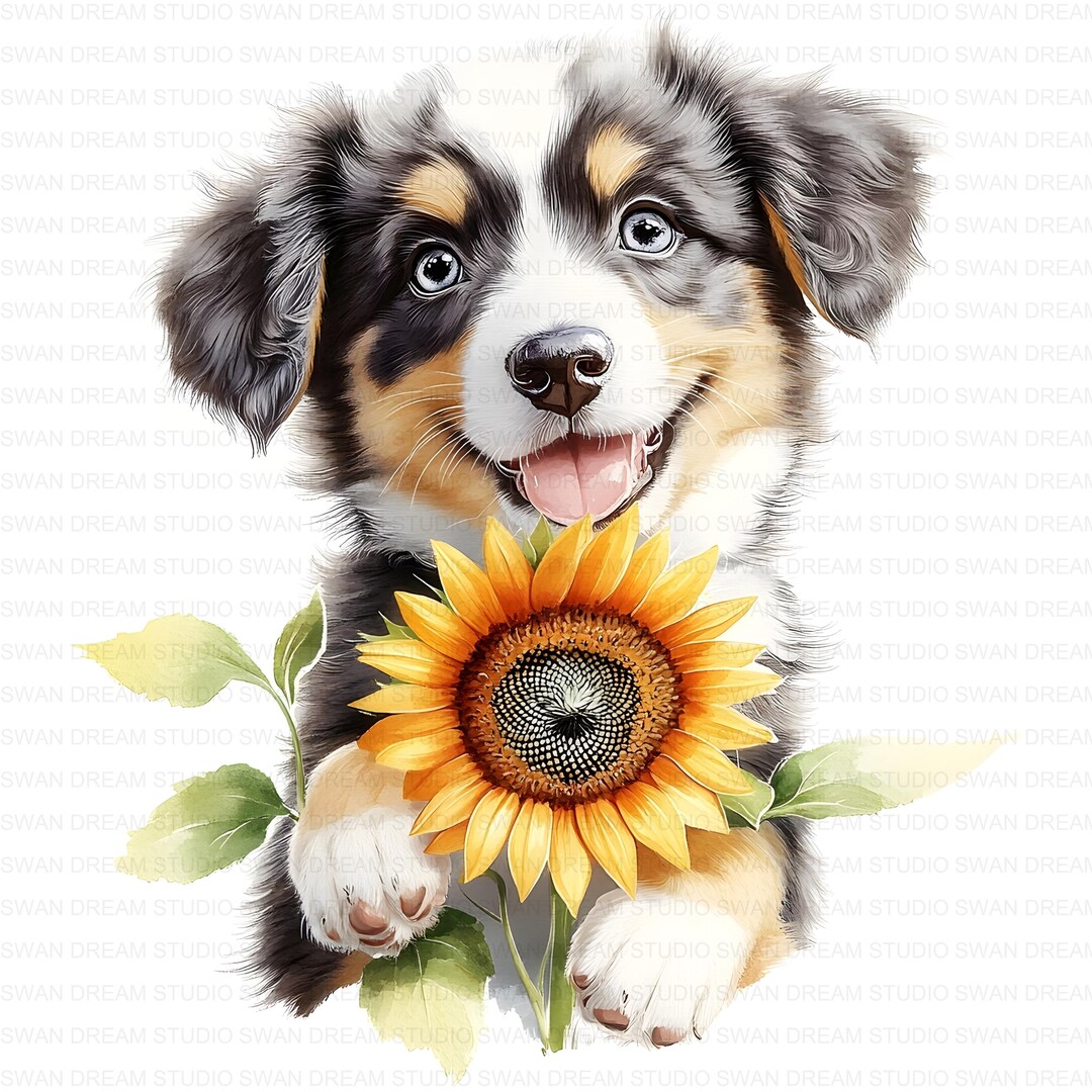 132 Puppy Dog Flower Watercolor Clipart Bundle Printable High Quality ...