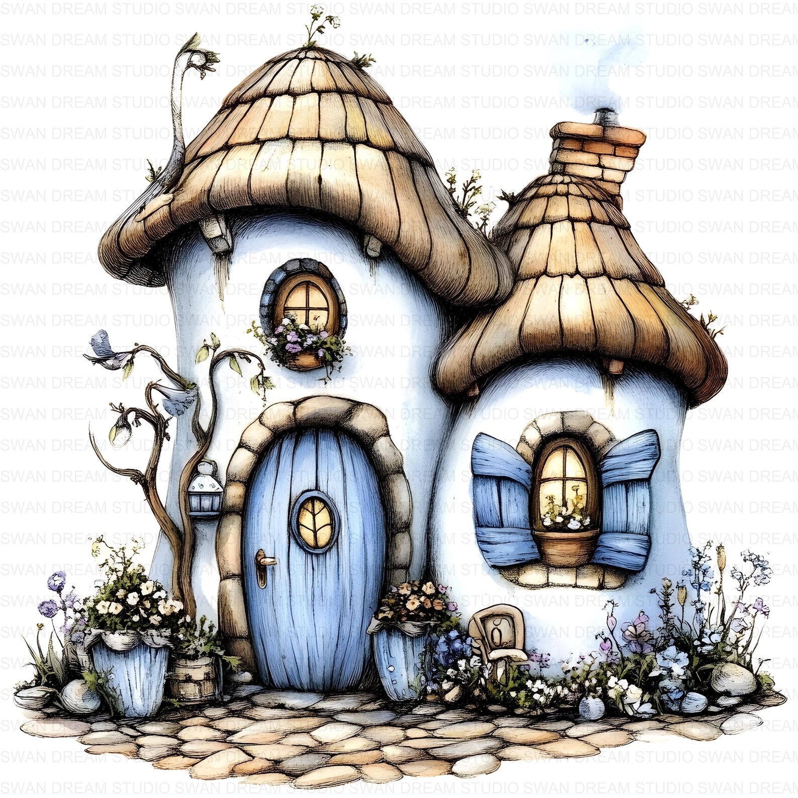 118 Small Fairy Houses Clipart Bundle Printable High Quality JPG Card ...
