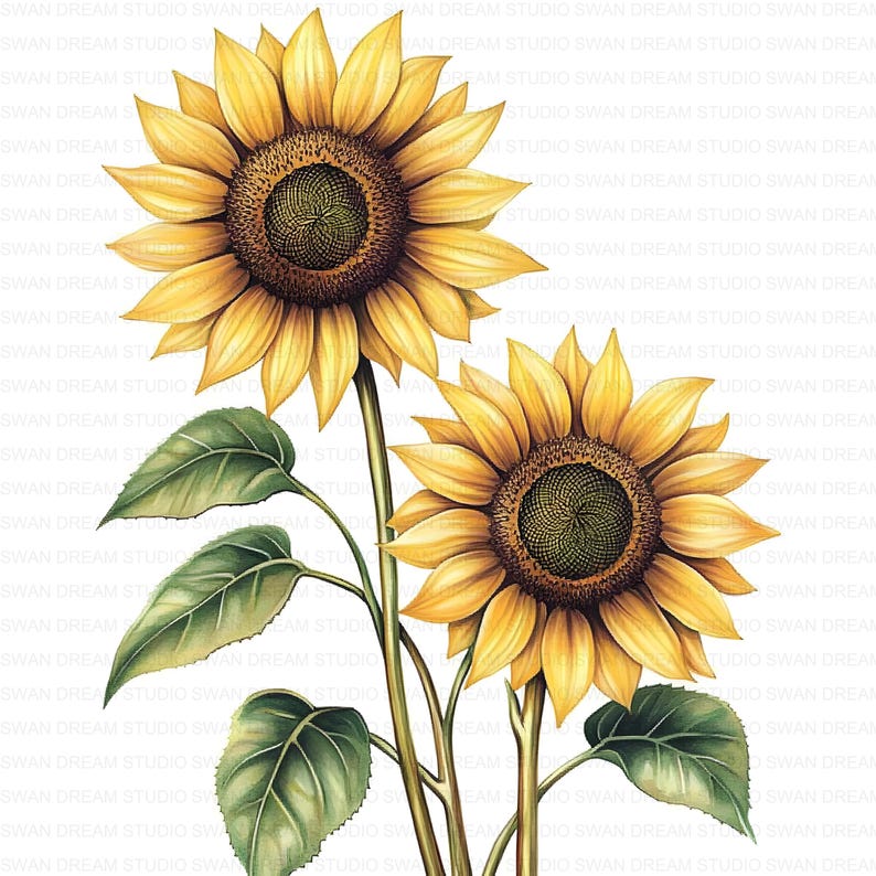 128 Beautiful Sunflower Flower Clipart Bundle Printable High Quality ...